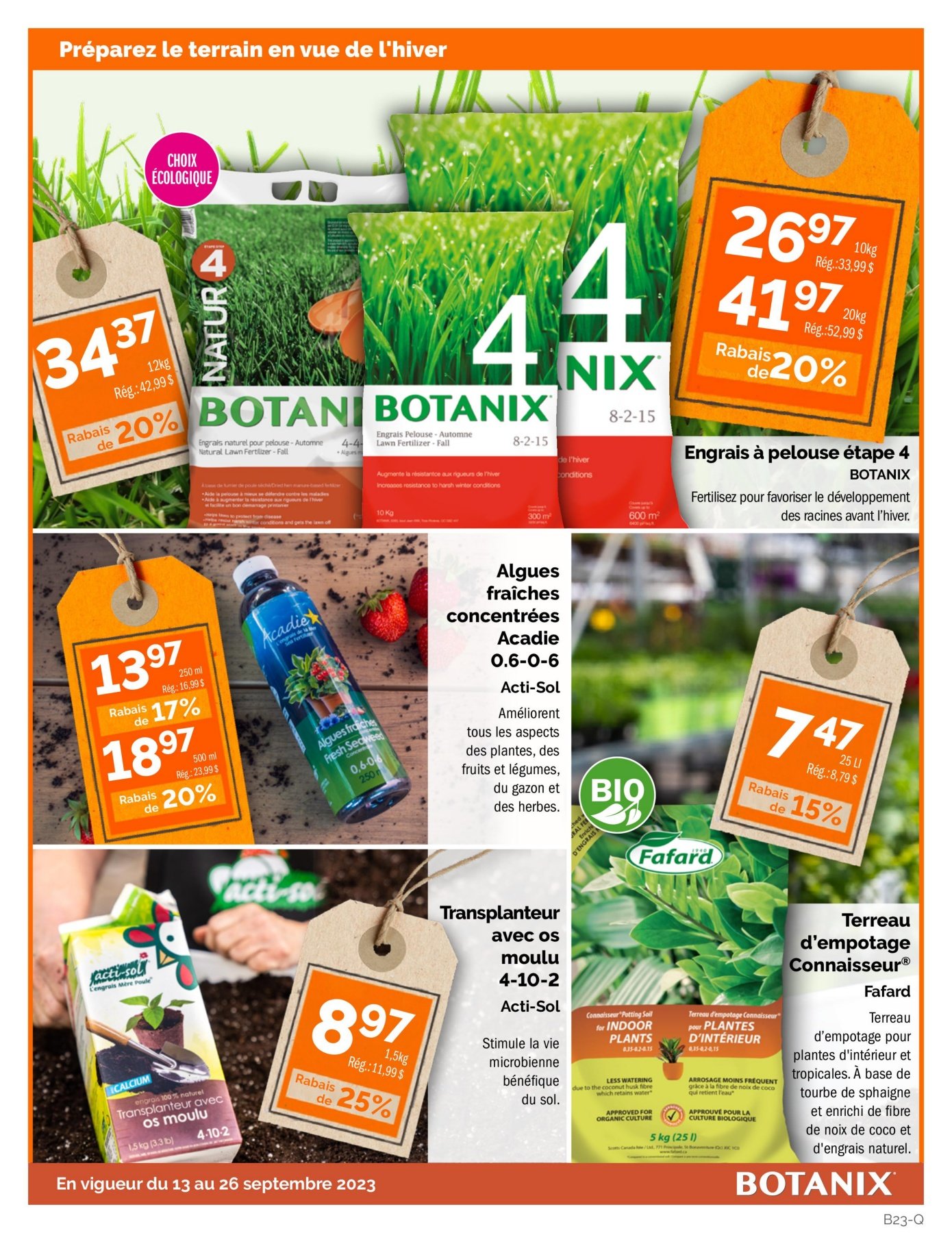 Circulaire Botanix du 13 au 26 septembre 2023 🍁 Plusieurs Rabais 📌