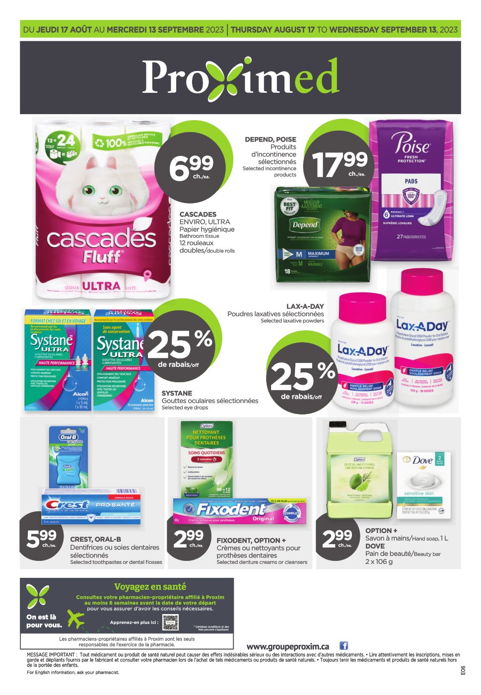 Circulaire Proxim - Proximed Du 17 août au 14 septembre 2023 🍁 ...